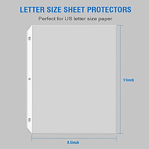 Sooez Sheet Protectors, 8.5 x 11 Inches Clear Page Protectors for 3 Ring Binder Medium Weight Plastic Sleeves for Binders, Top Loading Paper Protector Acid Free Letter Size, 50 Pack