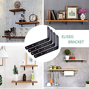 4 PCS 90 Degree Angle L Shaped Shelf Bracket with 24 Pcs Screws and 8 Pcs Anchors, Corner Brace Joint Bracket Fastener, 5 x 3Inch Floating Shelves Bracket Support Wall Hanging, Black, Metal