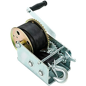 2500lbs Hand Winch + 24FT Strap, Heavy Duty Hand Crank Gear Winch Portable Manual Winch for Trailer, Boat or ATV