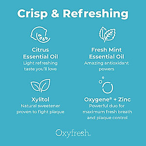Premium Oxyfresh Lemon Mint Fresh Breath Mouthwash – Oral Rinse for Bad Breath – SLS & Fluoride Free Mouthwash – Alcohol Free, Gentle Non Burning Mouthwash with Xylitol & Essential Oils, 16 oz