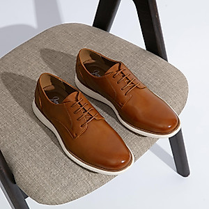 Jousen Men's Brown Dress Shoes Formal Lace Up Casual Dress Shoes for Men Oxfords Shoes (AMY733 Yellow Brown 10)