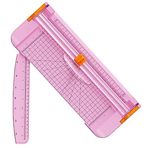 Paper Cutter 12 Inch Titanium Paper Trimmer Scrapbooking Tool with Automatic Security Safeguard and Side Ruler for A4, Craft Paper, Label, Photo and Cardstock (Pink)
