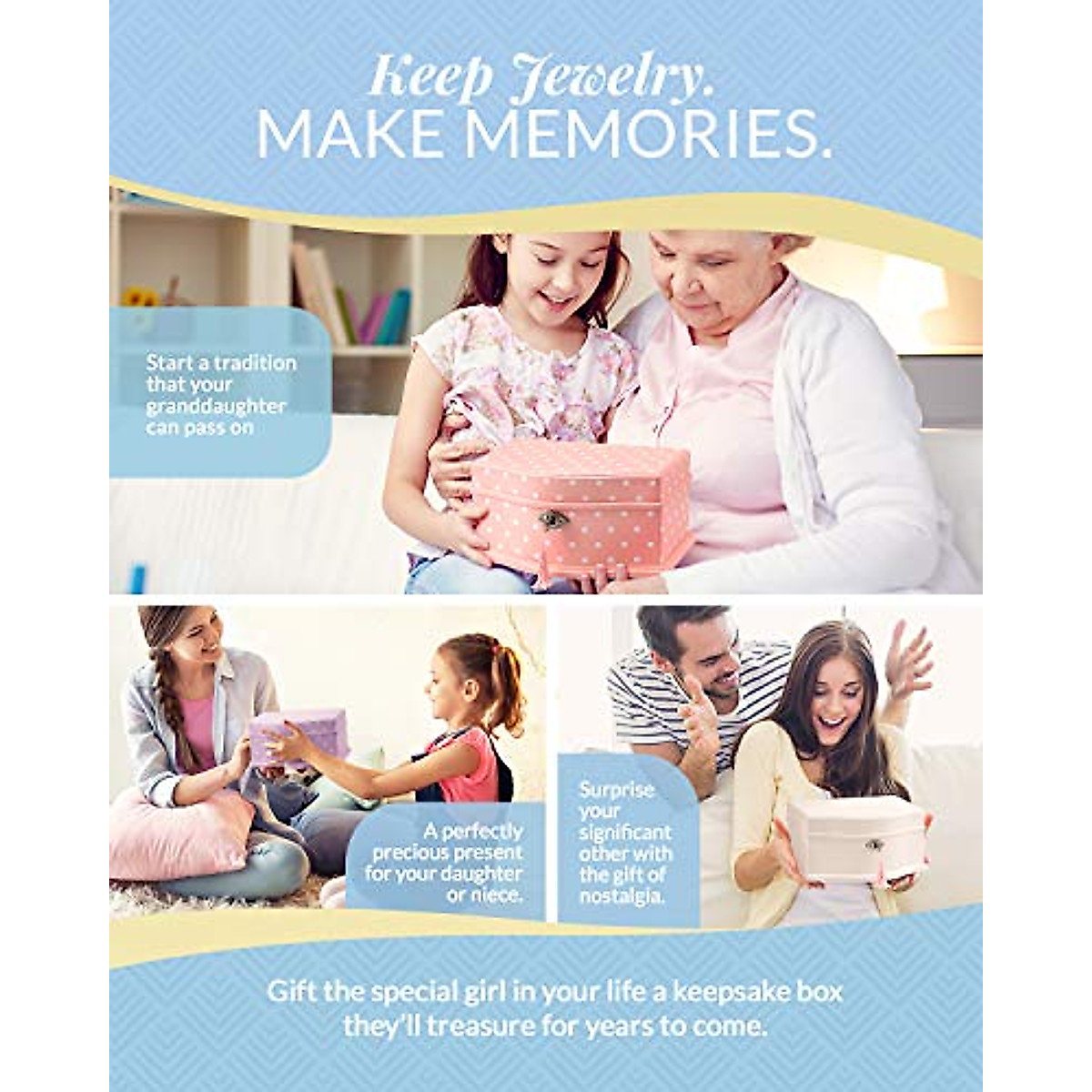 Elle Jewelry Box - Ballerina Jewelry Organizer and Swan Lake Wind-Up Music Box for Girls and Teens, Accessories and Keepsake Wooden Storage with Lock and Mirror, Charming Room Decor and Gift, Small