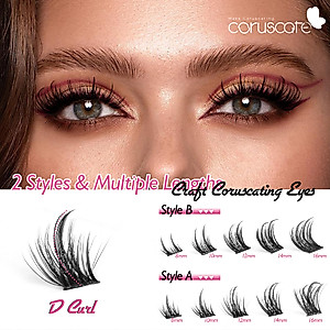 DIY Lash Extension Kit 2 Styles Lash Clusters 132pcs Eyelash Extension Kit D Curl Individual Lashes Wispy 8-16mm Eyelash Clusters Lash Kit with Lash Bond and Seal Lash Tweezers for Eyelash Extension