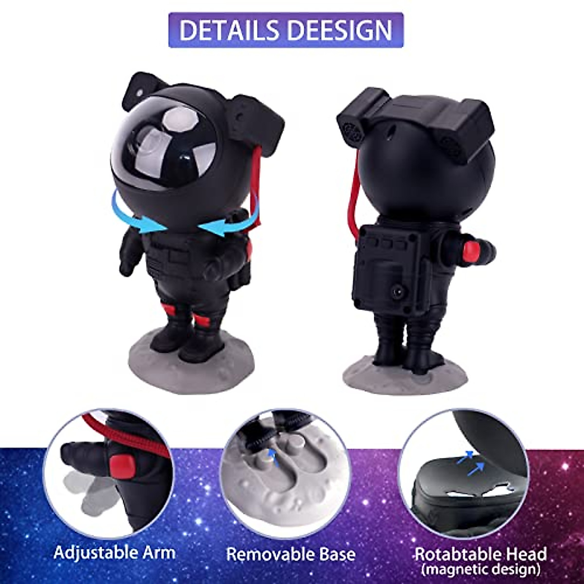 Astronaut Galaxy Projector Night Light, 360° Adjustable Star Projector Night Light with Timer, Nebula Galaxy Projector with Remote Control for Bedroom, Ceiling, Home Decor, Party, Gaming Room