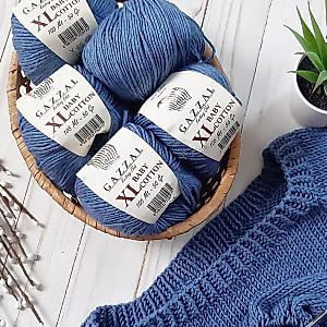 10 Pack (Skein) Gazzal Baby Cotton XL, 50% Soft Cotton 50% Acrylic, Each Ball 1.76 Oz (50g) / 114 Yards (105m), DK- Worsted, Knitting Yarn, Amigurumi Yarn, Baby Yarn, 3434