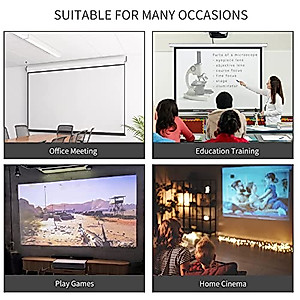 Aoxun Motorized Projector Screen Pull Down with Remote Control 120 inch Electric 4:3 Projection Screen,Video Projection Screens-White