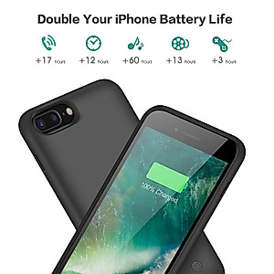 Battery Case for iPhone 6 Plus / 7 Plus / 8 Plus, 8500mAh Portable Battery Pack Rechargeable Protective Smart Battery Case for iPhone 6 Plus / 7 Plus / 8 Plus External 5.5 inch Charging Case - Black