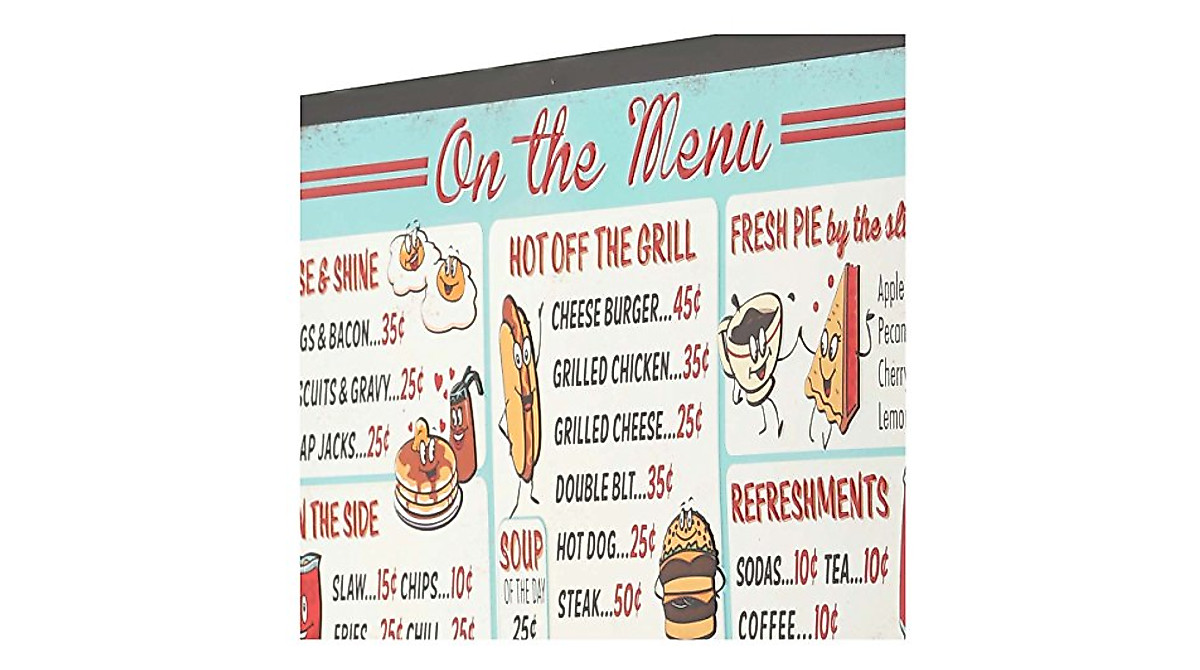 Vintage Diner Menu Sign - Retro Embossed Metal Decor for Kitchen or Man ...