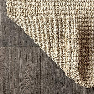 JONATHAN Y NFR103A-28 Hiro Hand Woven Chunky Jute Indoor Area -Rug Bohemian Farmhouse Easy -Cleaning Bedroom Kitchen Living Room Non Shedding, 2 X 8, Ivory