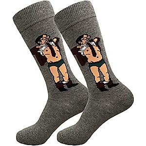 Balanced Co. Dwight Schrute Are You Wearing a Wire Dress Socks Rainn Wilson Funny Socks Crazy Socks (Dark Gray)
