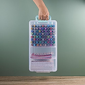 SUNMAIO Greeting Card Storage bin with 3 Removable Dividers and a marker holder, Photo organizer case for Photo,Scrapbook,Craft, Marker, Crayon