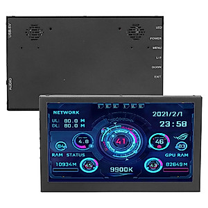 Uxsiya Secondary Screen, ABS Auto Shutdown High Definition Computer Display Monitor Easy Operation Stepless Bright Adjustment with 2pcs Cable for Home Instrumentation