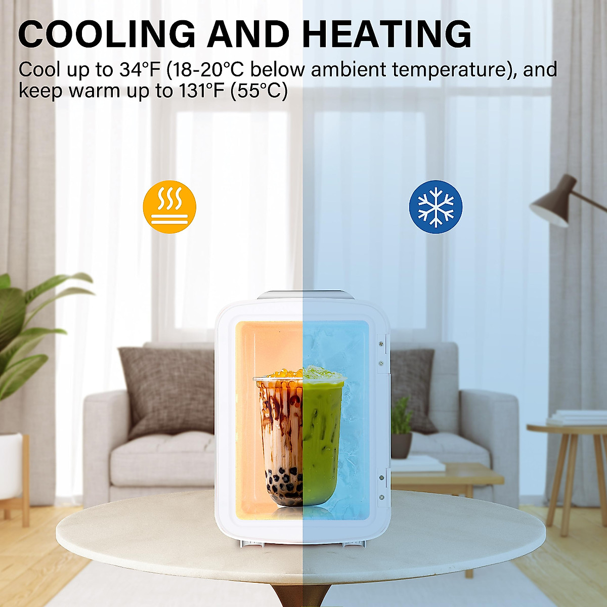 Simple Deluxe Mini Fridge, 4L/6 Can Portable Cooler & Warmer Freon-Free Small Refrigerator Provide Compact Storage for Skincare, Beverage, Food, Cosmetics, White