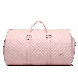 Convertible Carry on Garment Bag for Women,Leather Garment Bags for Travel with Shoe Pouch 2 in 1 Hanging Suitcase Suit Bag for Women Travel Bags for Women Duffle Bag Garment Bag Gifts for Women Pink
