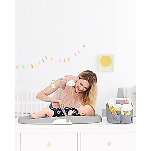 Skip Hop Diaper Caddy Organizer with Touch Sensor Night Light, Nursery Style, Heather Grey