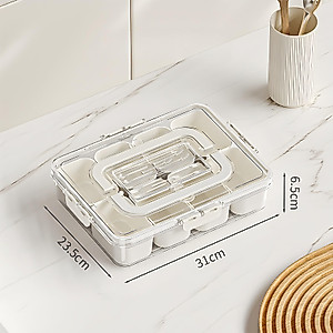 Snackle Portable Charcuterie Container, Upgraded Divided Serving Tray With Lid and Handle, Disposable Fork and Spoon Storage Box for Party, Travel, Kitchen Seasoning Organizer