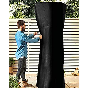 DCONMEE Patio Heater Cover Waterproof Oxford Cloth with Zipper, Stand up Outdoor Round Heater Covers.(H89XD33x19 inch)