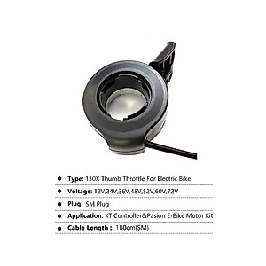 SCHUCK Ebike 130X 3 Pin SM Connector 22.2 mm Handlebar Tube Black Thumb Throttle 12V-72V Common to Left and Right Handlebar Control Speed for Electric Bicycle Accessories/Parts