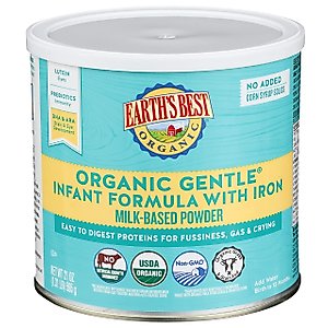 Earth's Best Organic Baby Formula for Babies 0-12 Months, Powdered Milk-Based Gentle Formula with Iron and Easy to Digest Proteins, 21 oz Formula Container