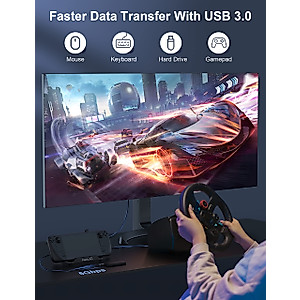 Steam Deck/Steam Deck OLED Dock with SD/TF Reader, NewQ 7-in-1 Dock with HDMI 2.0 4K@60Hz, 2 USB-A 3.0, 1000Mbps Ethernet, PD-in 100W Max, Compatible with USB C Devices