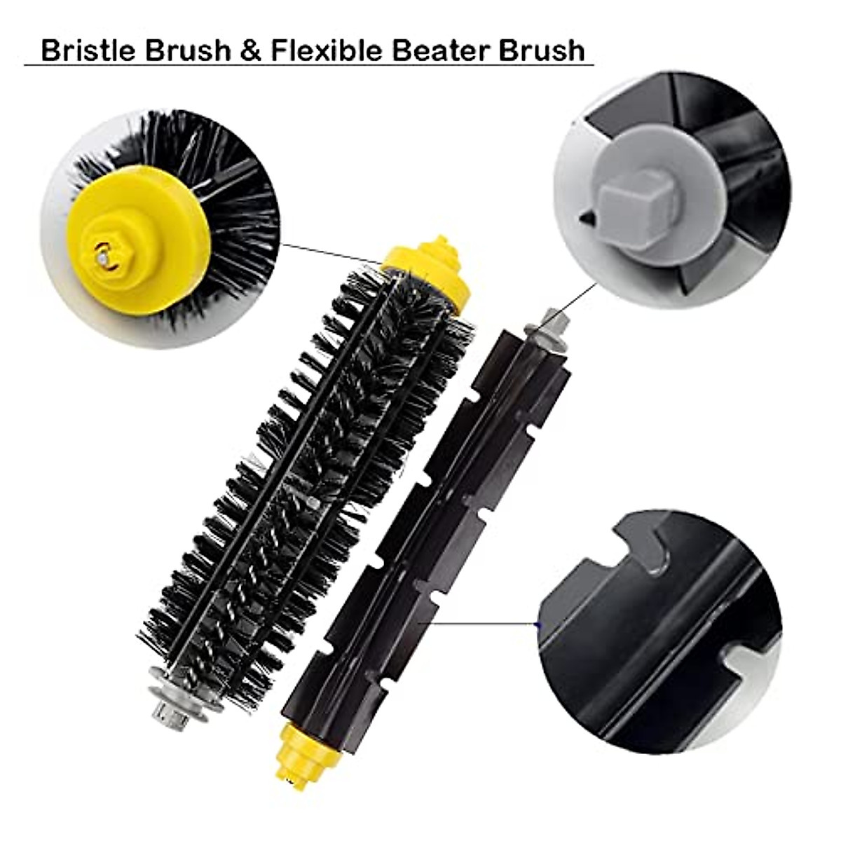 ECOMAID Replacement Parts Compatible for iRobot Roomba 675 671 677 645 655 Robot Vacuum Parts Accessories Kit,2 Sets Multi-Surface Brushes,6 HEPA Filters,6 Side Brushes with Cleaning Tools