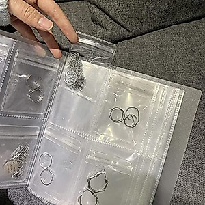 KDGENG Transparent Jewelry Storage Book with Pockets, Storage Booklet, Self Seal Plastic Pack, Frosted, No Tarnish, High Capacity, Lightweight And Easy to Carry for Travel (9 grid)