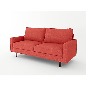 Meeyar Inborn Love Seat Sofa Couch,Sectional 2 Cushion in Small Living Room Office Space,Mid Century Modern Fabric Sofa Couch,Natural Wood Led,Soft Seat Couch,70inch,O Red