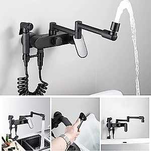 Mixer Taps for Kitchen Pot Filler Wall Mounted,Hot and Cold Single Handle Universal Multi-Function,Kitchen Faucet Kitchen Sinks Mixer Tap-Chrome-C