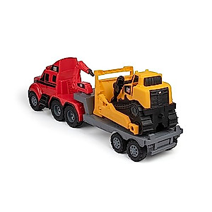 CAT Construction Toys, Heavy Movers, Semi Firetruck and Trailer with Bulldozer, Lights & Sounds, Ages 3 and up