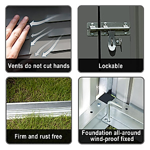 6x8 FT Outdoor Storage Shed, Garden Tool Storage Shed with Sloping Roof and Double Lockable Door, Outdoor Shed for Garden Backyard Patio Lawn