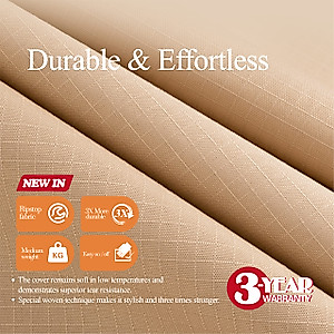 WJ-X3 2-Seater Outdoor Loveseat Covers, Heavy Duty Patio Couch Covers, Patio Sofa Covers Waterproof, High Wind Resistant Design for Outdoor Furniture Cover, 58W x 40D x 35H, Beige & Coffee