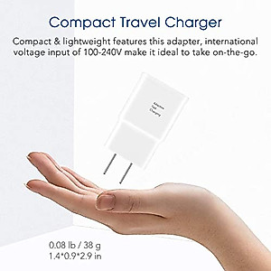 Wall Charger Kit Adaptive Fast Charge Compatible Samsung Galaxy S7 / S7 Edge / S6 / S6 Plus / A6 / J7 / J3 / Note5 4, USB 2.0 Charger Plug and Micro USB Cable (2 Pack)