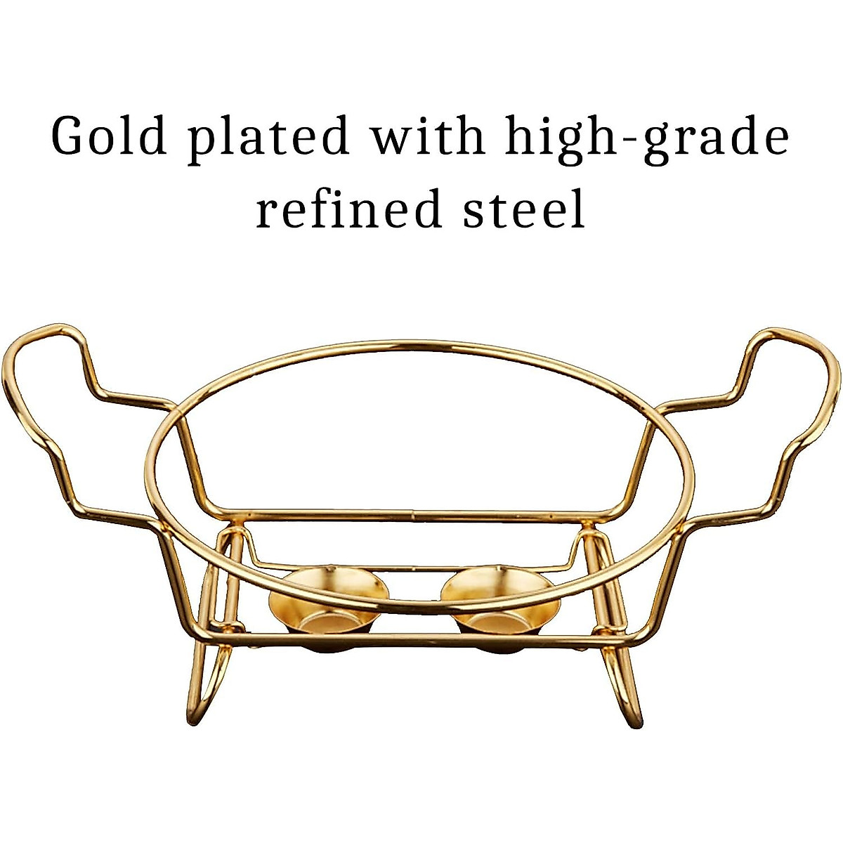HONHPD Ceramics Chafing Dishes & Food Warmers, Household Gold Plated Buffet Server Warming Tray with Food Pan, Fuel Holder and Lid, for Wedding, Parties, Banquet, Catering Events,12.5INCH