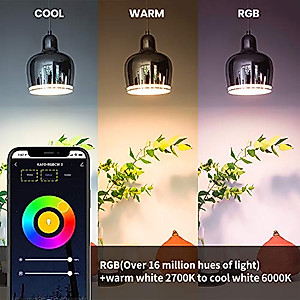 EUARNE Smart Light Bulb LED E26 BR30 Screw Bulb, Compatible with Alexa, Google Home, WiFi Color Changing RGB+CW 8W Dimmable Multicolor, No Hub Required, 4 Pack, Only for 2.4GHz