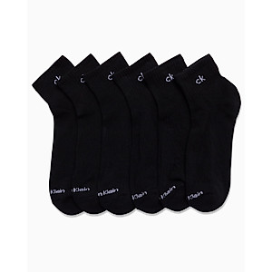 Calvin Klein Men's Socks - Cushioned Above Ankle Athletic Mini-Crew Socks (6 Pack), Size 7-12, Solid Black