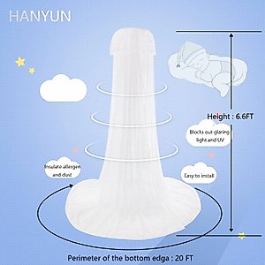 Baby Bed Canopy with Adjustable Clip-on Stand Baby Crib Cot Net Tent Hanging Dome Curtain Netting See Through Mesh Bed Cover Net Stand Rod