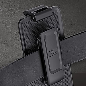 Encased Thin Armor Designed for iPhone 14 Belt Clip Case, Slim Fit Phone Case with Holster (Matte Black)