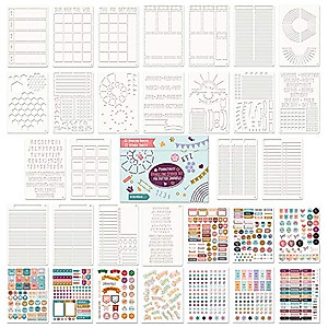 Easy to Use Stencil Set for Dotted Journals - Time Saving Planner Accessories/Supplies Kit Makes Creating Layouts Easy - Incl. Bullet Point Checklists, Daily/Weekly/Monthly Calendars