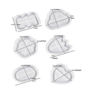 Yalulu 6Pcs Irregular Tray Resin Molds, Plate Silicone Molds, Dish Tray Epoxy Casting Molds, Bowl Silicone Mould for Jewelry Dish, Home Decoration