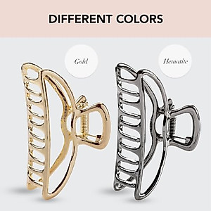 Kitsch Gold Metal Claw Clips - Large Claw Clips for Thick Hair, Gold Hair Clips for Girls, Metal Hair Clips for Women, Gold Claw Clips for Thin Hair, Metal Hair Claw Clips for Women & Cute Hair Clips