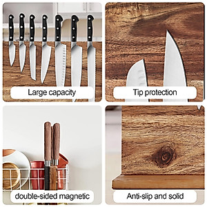 Uniharpa Double Side Magnetic Knife Block,16x 12 Inches Bigger Than Others Knife Magnet Holder Wooden Rack Magnetic Stands with Strong Enhanced Magnet Multifunctional Storage Knife Holder.