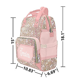 XOZOTY Print Pink Diaper Bags Backpack Personalized Baby Bag Nursing Nappy Bag Travel Tote Bag Gifts