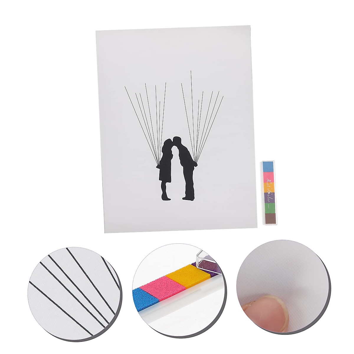 SHOWERORO Fingerprint Check-in Painting Guestbook Personalized Book Guest Book Wedding Signature Photo Frame Wedding Book for Wedding Supplies Chemical Fiber Canvas Balloon Substitute Bride