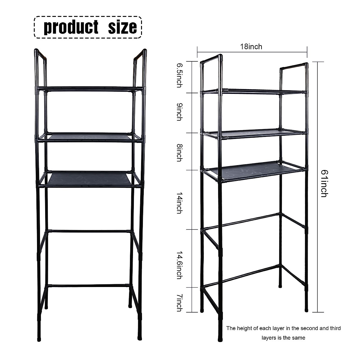NICECHEF Over The Toilet Storage, 3 Tier Bathroom Organizer Shelf, Freestanding Space Saver with Toilet Paper Holder, Multifunctional Over The Toilet Rack