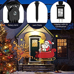 Safstar Christmas Projector Light, Outdoor Waterproof Decorative LED Lighting with Santa and Elk Pattern, Holiday Project Light for Party Xmas Decoration