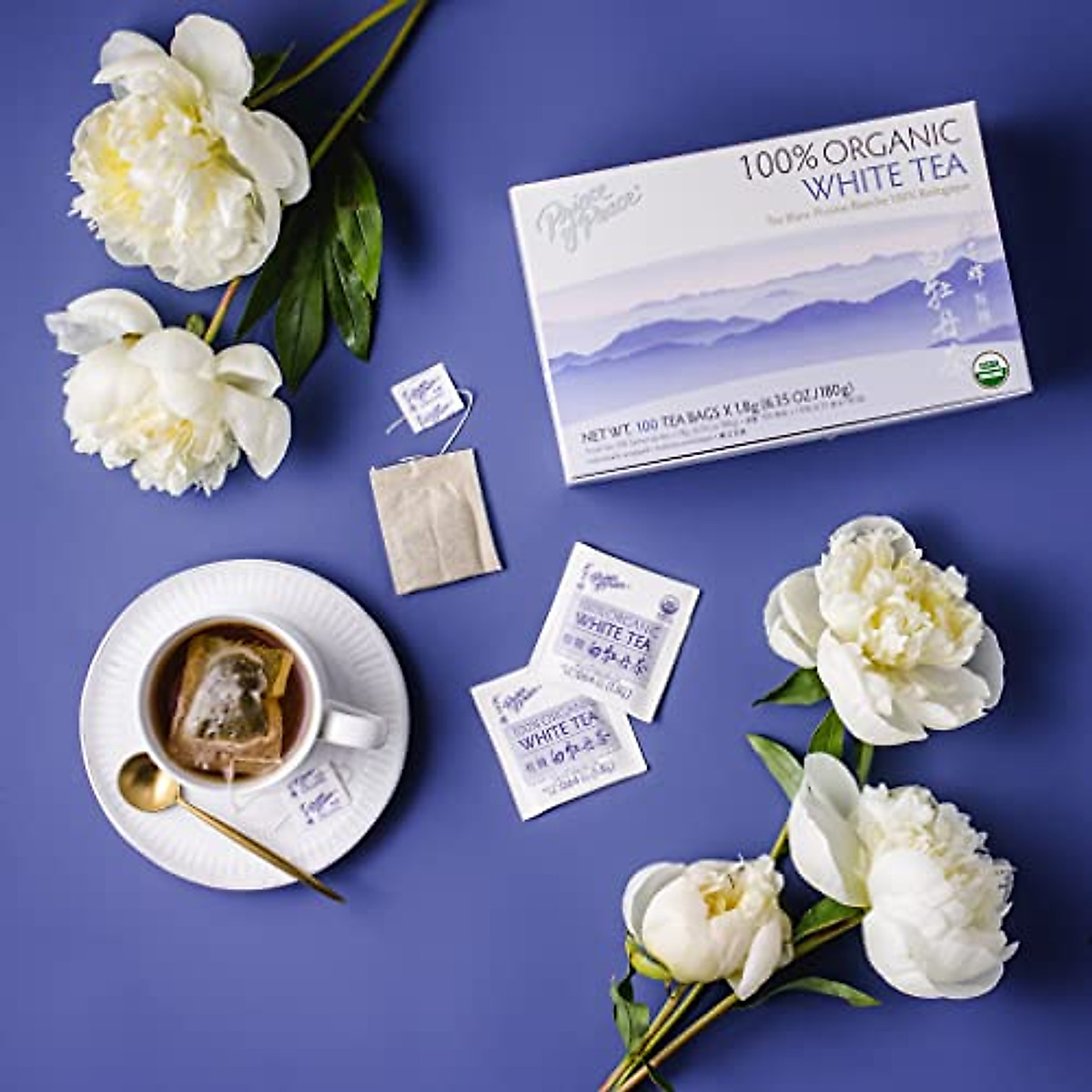 Prince of Peace Organic White Tea, 100 Tea Bags – 100% Organic White Tea – Unsweetened White Tea – Lower Caffeine Alternative to Coffee – Herbal Health Benefits
