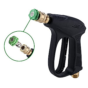 RIDGE WASHER High Pressure Washer Gun, Power Washer Short Handle Gun with 5 Replacement Spray Nozzle Tips and Holder, M22 14mm fitting, Max 2900 PSI