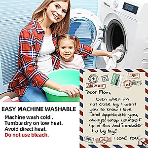 to My Mom Gift Blanket from Daughter Son I Love You Dear Mom Air Mail Letter Printed Blanket Throw for Christmas Birthday Mother Day's Soft Bed Flannel Blanket (Dear Mom-50x60in)