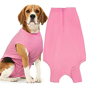 Wabdhaly Dog Surgery Recovery Suit for Female Spay,Puppy Surgical Recovery Zip Up Suit,Anti-Licking Bodysuit for Abdominal Wounds,Cone Alternative Recovery Blank Suit for Dogs